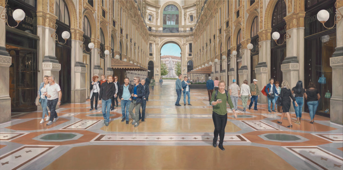 Passage Milan - cityscape painting Galleria Vittorio Emanuele